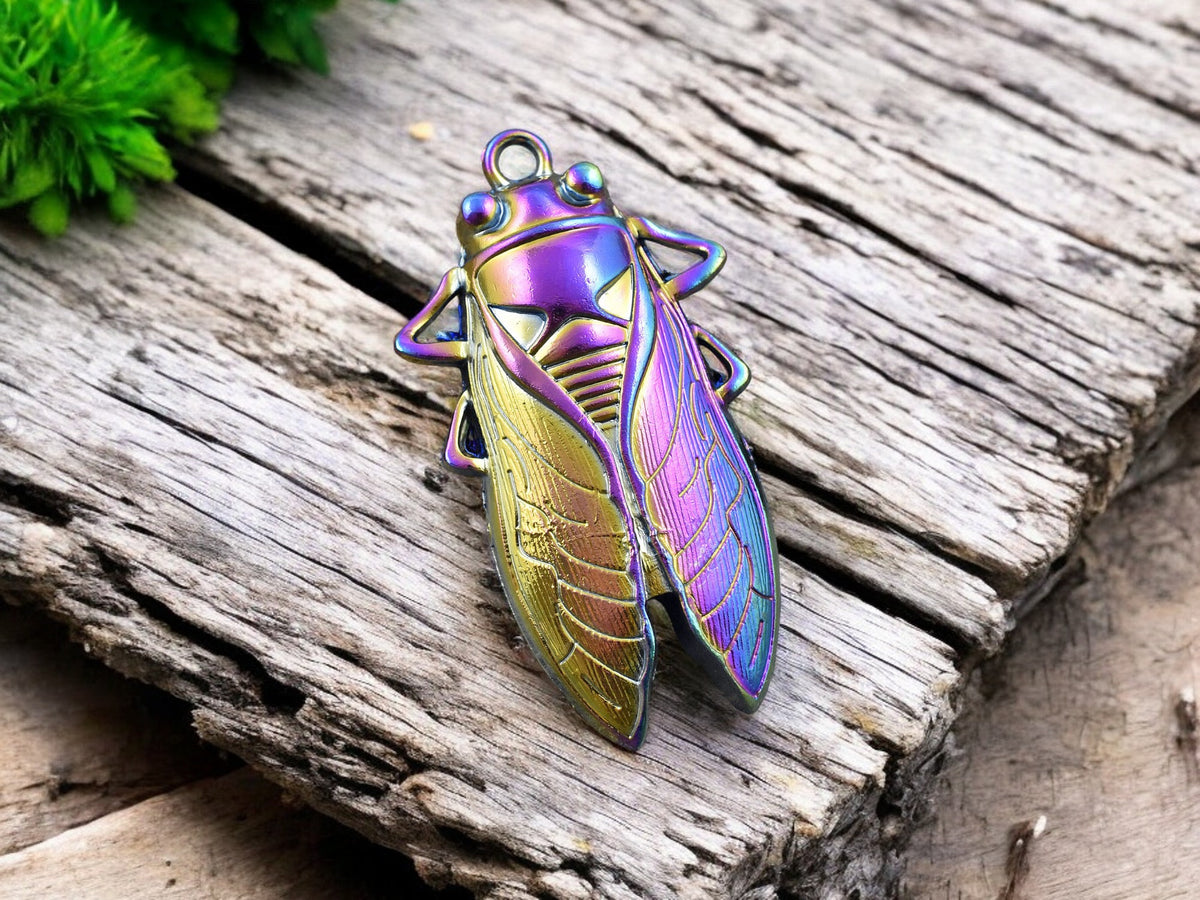 61x34x8mm Rainbow Affect Cicada (Scarab) Pendant – The Bead Obsession