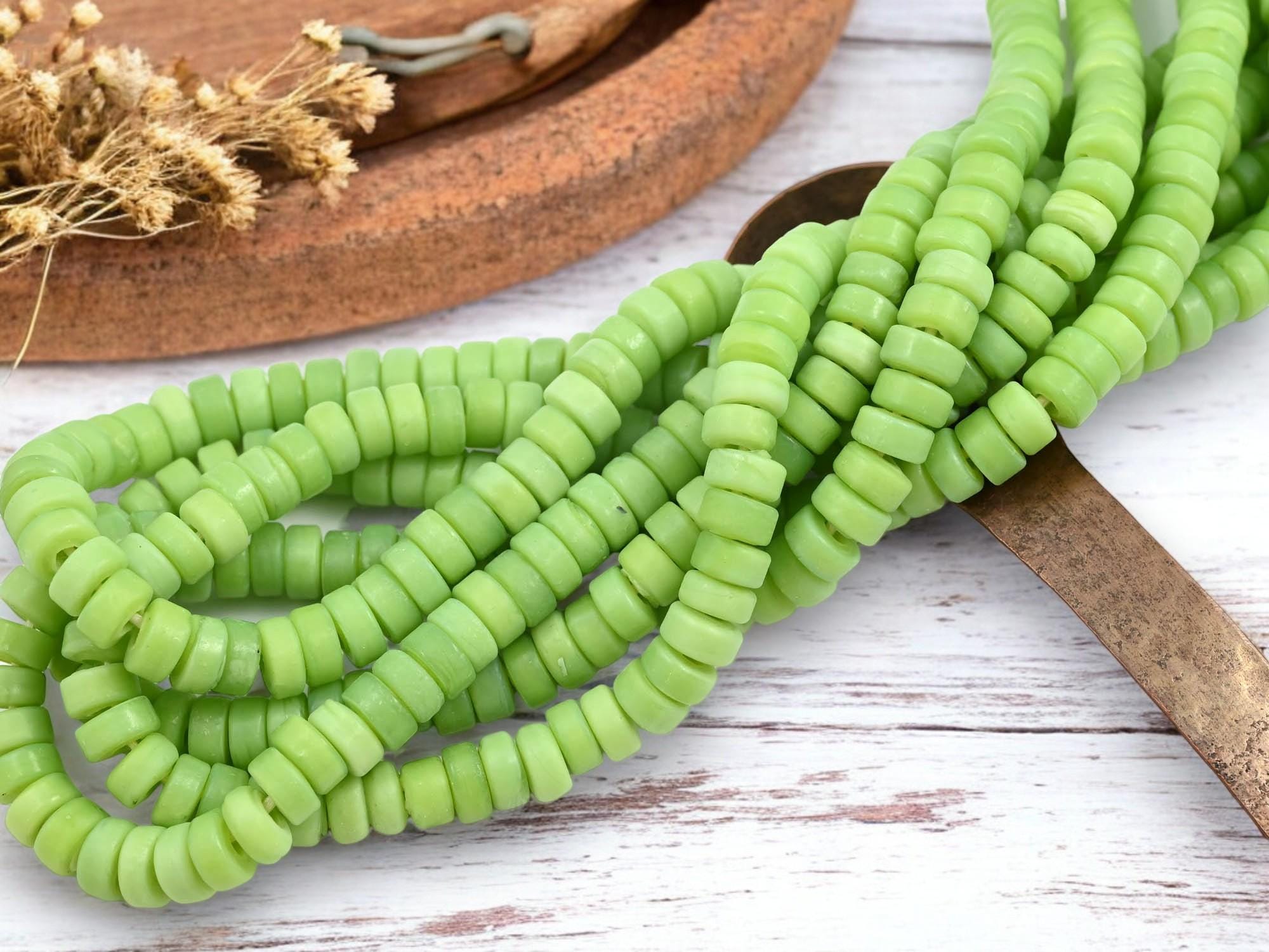 8x4mm Spring Green Indonesian Heishi Beads (20" Strand) – The Bead ...