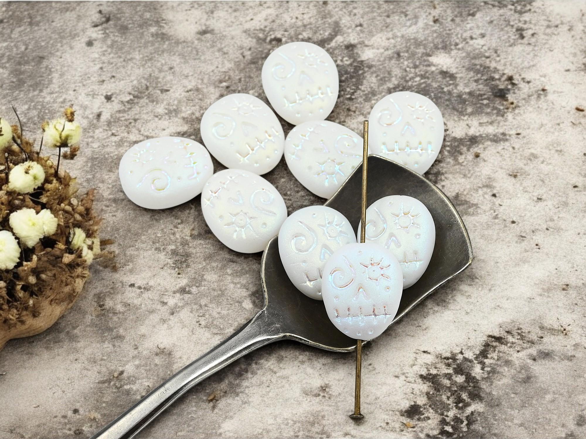 *9* 15x13mm Matte White AB Voodoo Face Beads – The Bead Obsession