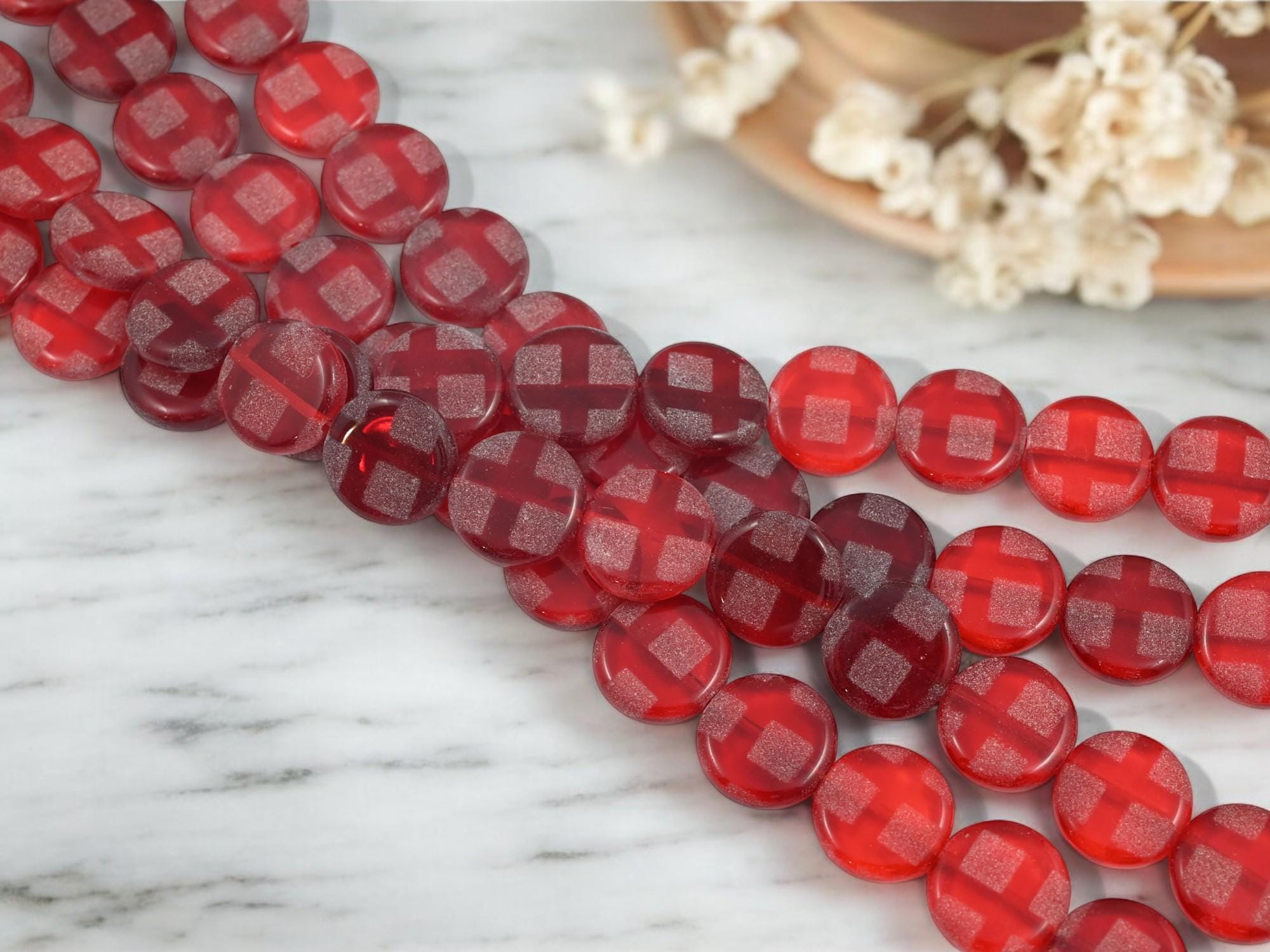 *14* 14mm Siam Red Airbrushed Coin Beads – The Bead Obsession