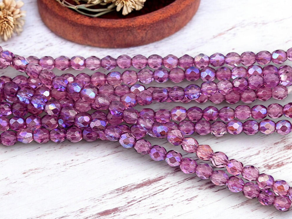 *29* 7mm Purple Fuschia AB Fire Polished Round Beads – The Bead Obsession
