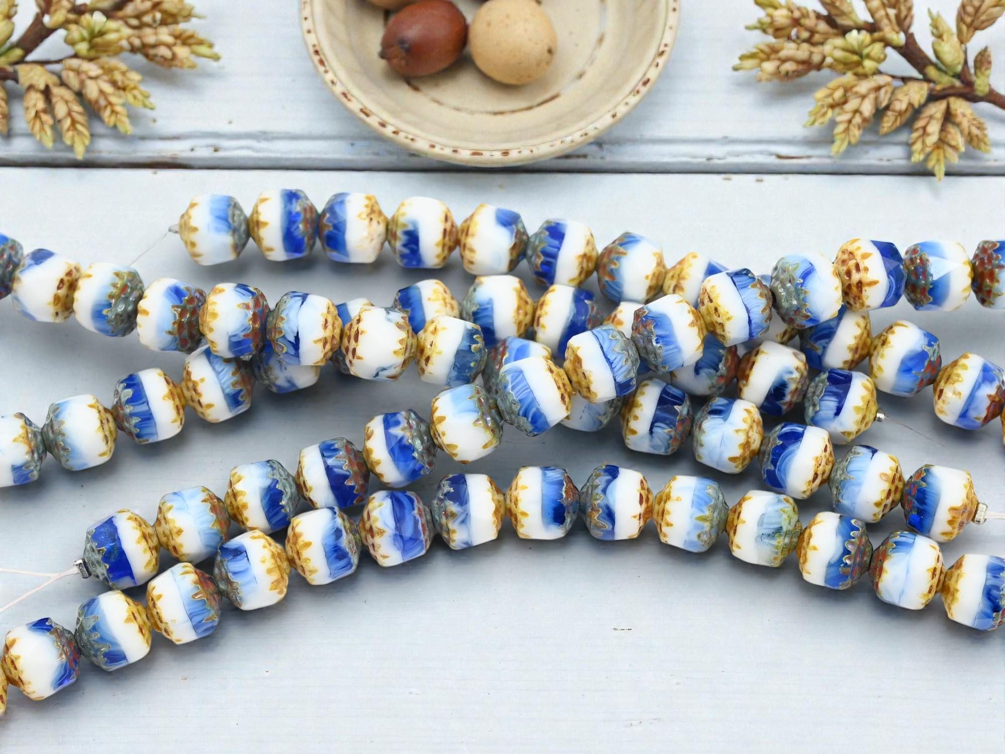 *15* 8mm Blended Blue + White Picasso Cathedral Beads – The Bead Obsession