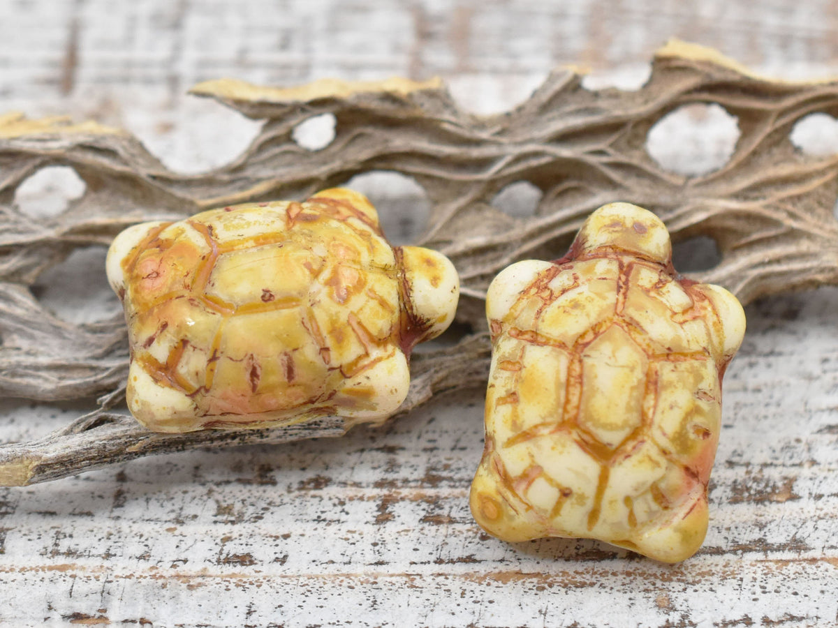*4* 19x14mm Alabaster Picasso Turtle Beads – The Bead Obsession