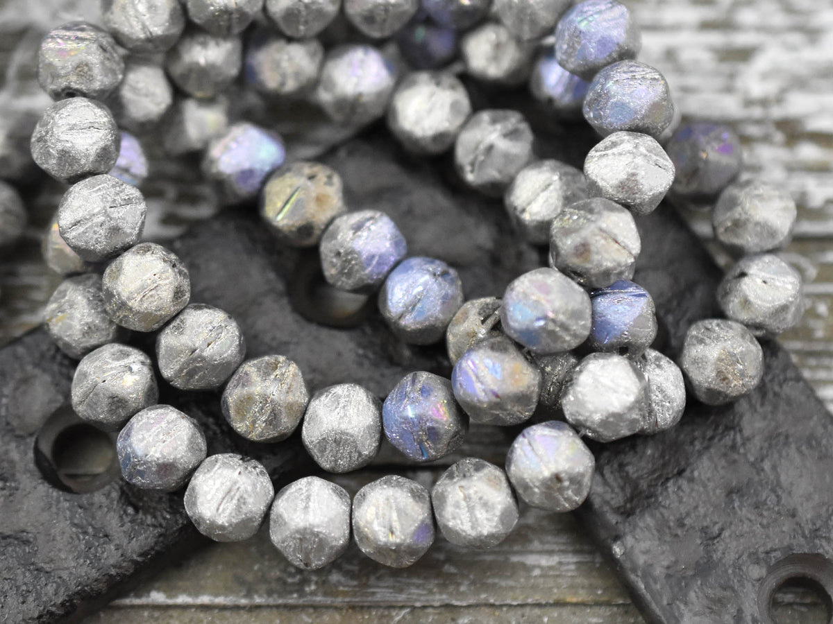 Antique Silver AB Antique Cut Round Beads -- Choose Your Size – The ...