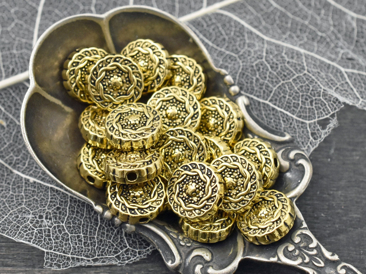 *50* 10mm Antique Gold Coin Beads – The Bead Obsession