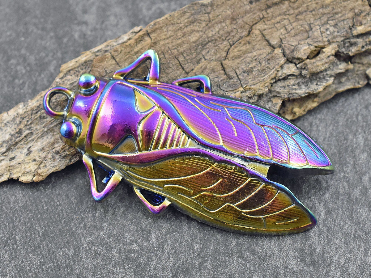 61x34x8mm Rainbow Affect Cicada (Scarab) Pendant – The Bead Obsession