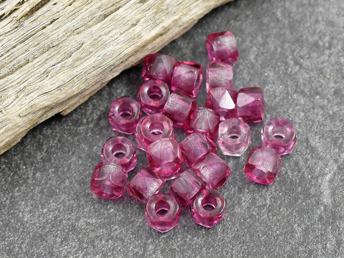 *25* 6mm Fuchsia Crystal Large Hole Faceted Crow Beads – The Bead Obsession